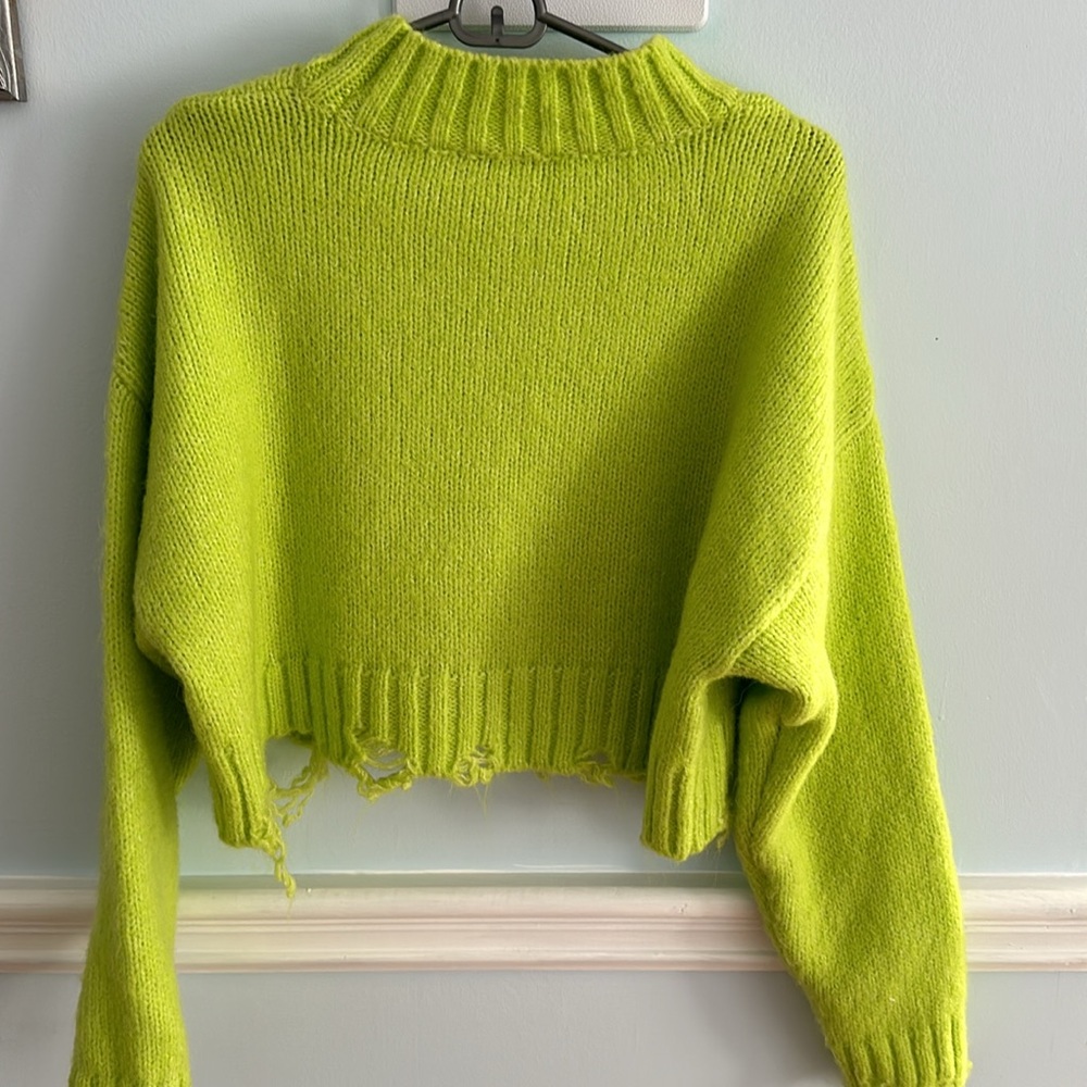 Lime Green Cropped Sweater - Gem